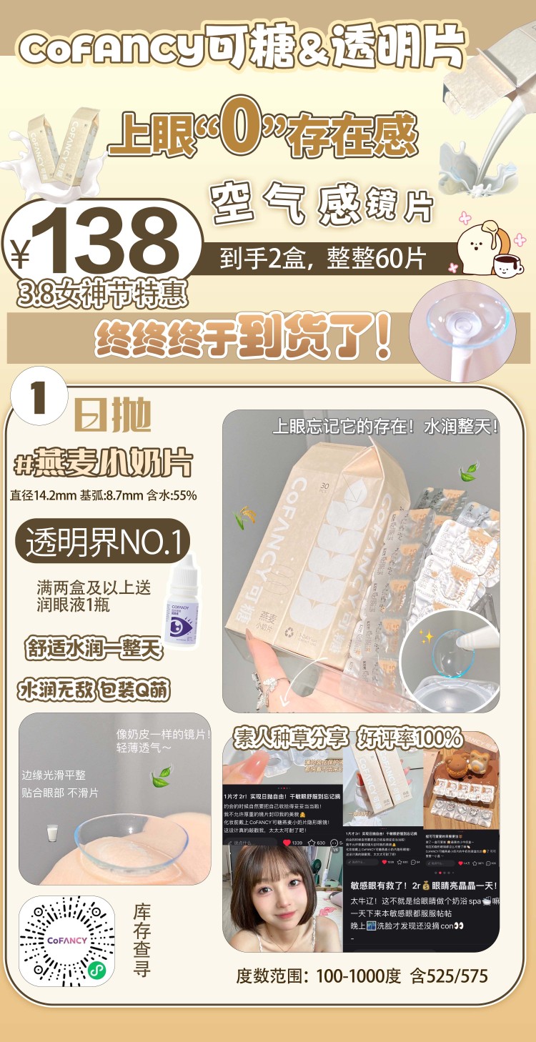 【日抛】CoFancy可糖 透明片 风靡全网小奶片 终于到货了 – VVCON美瞳网